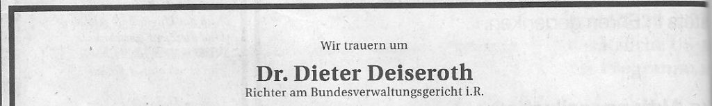 Trauer um Dr. Dieter Deiseroth | Braunschweig Spiegel